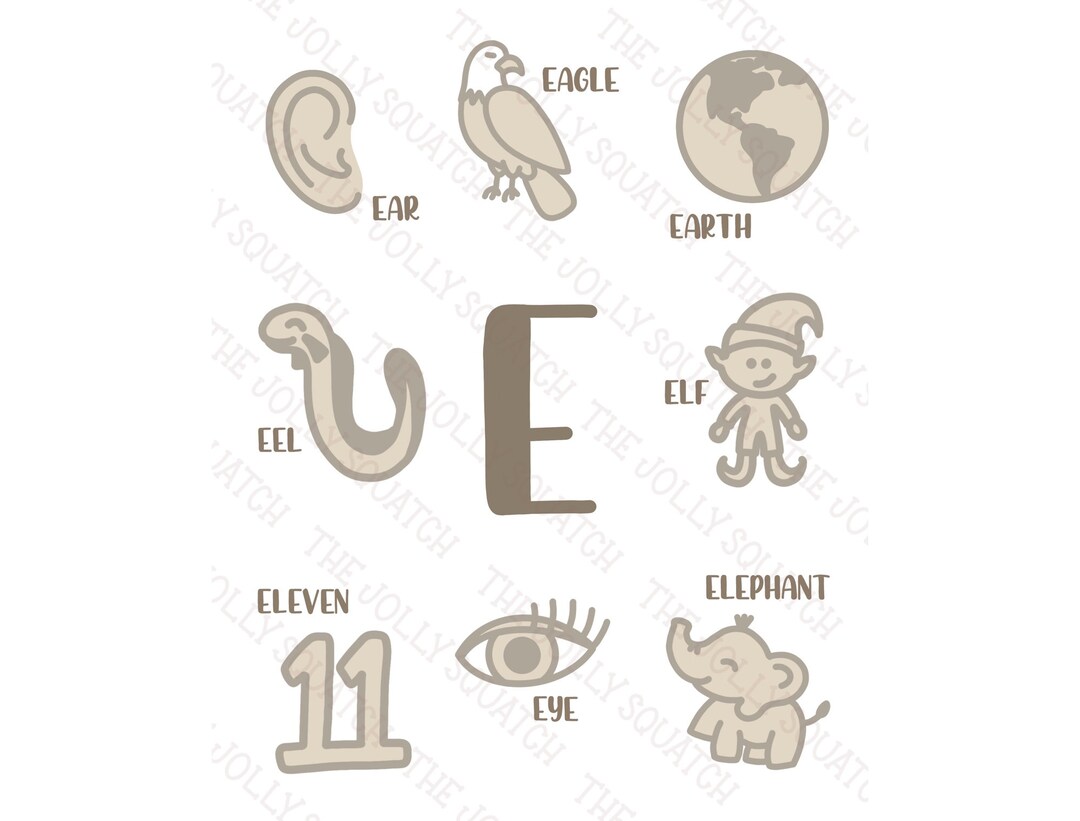 INSTANT DOWNLOAD | Nursery Alphabet Letters and Pictures | the Letter E ...