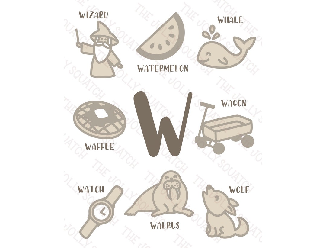 INSTANT DOWNLOAD Nursery Alphabet Letters and Pictures the Letter W - Etsy