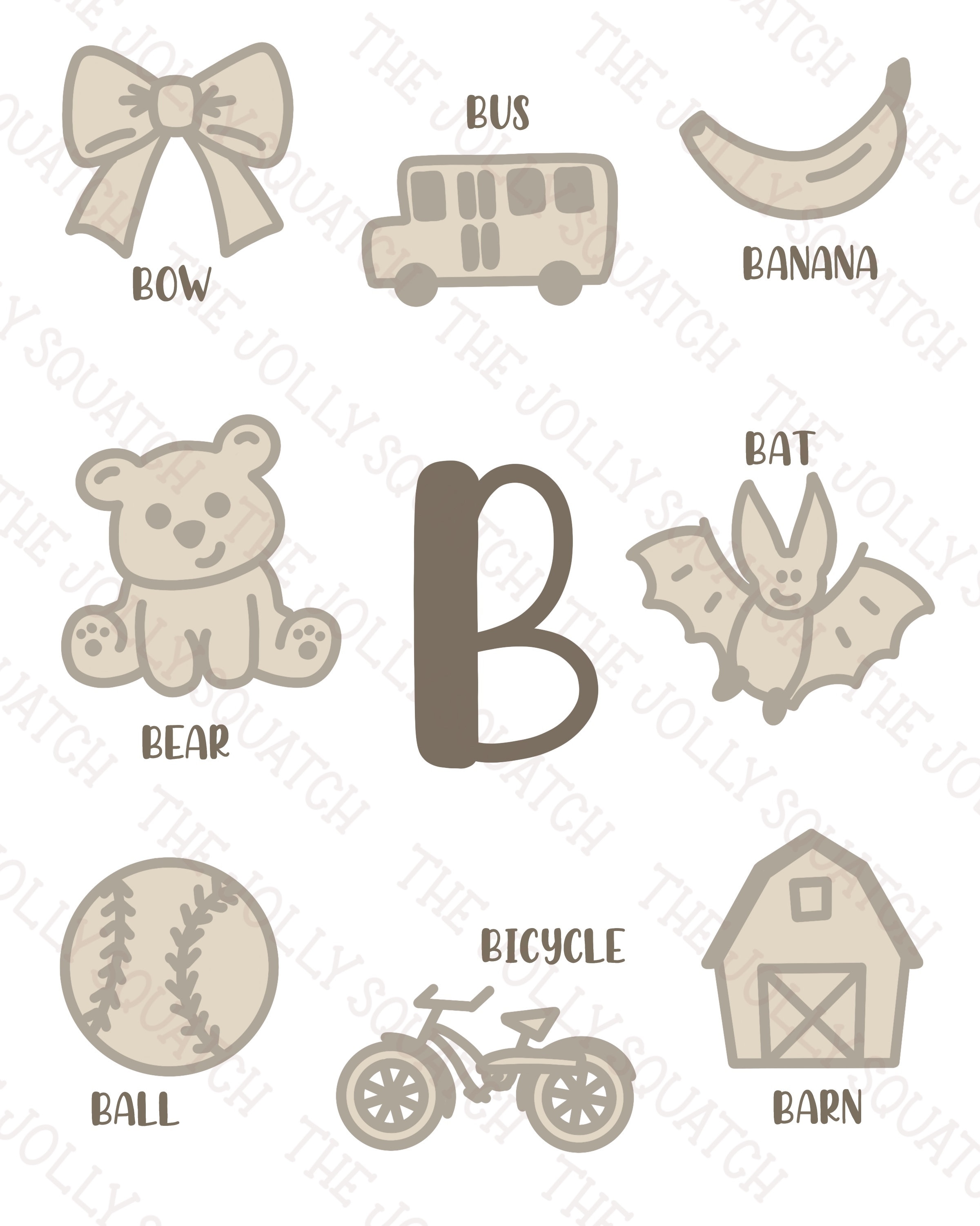 INSTANT DOWNLOAD Nursery Alphabet Letters and Pictures the Letter B - Etsy