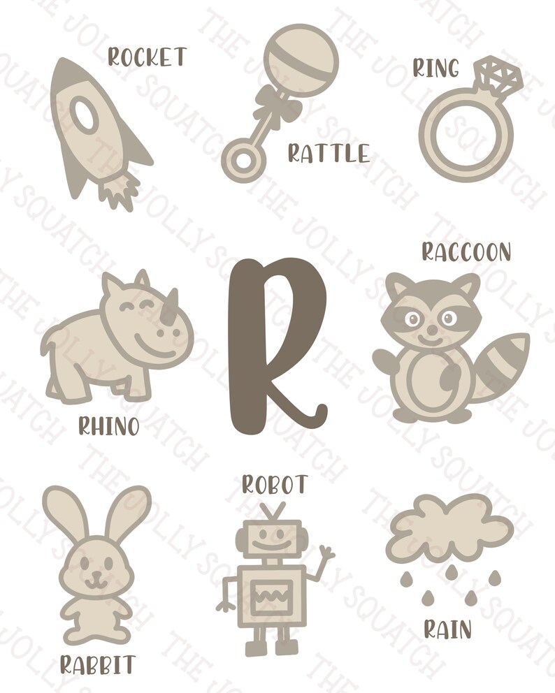INSTANT DOWNLOAD Nursery Alphabet Letters and Pictures the Letter R - Etsy