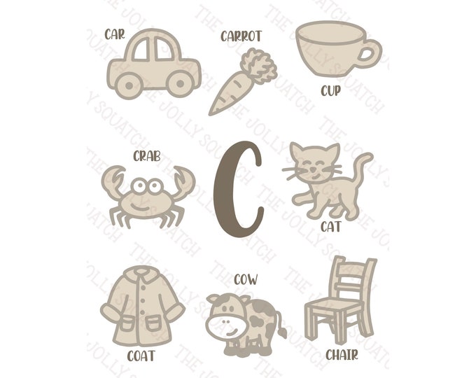 INSTANT DOWNLOAD | Nursery Alphabet Letters and Pictures | the Letter C ...