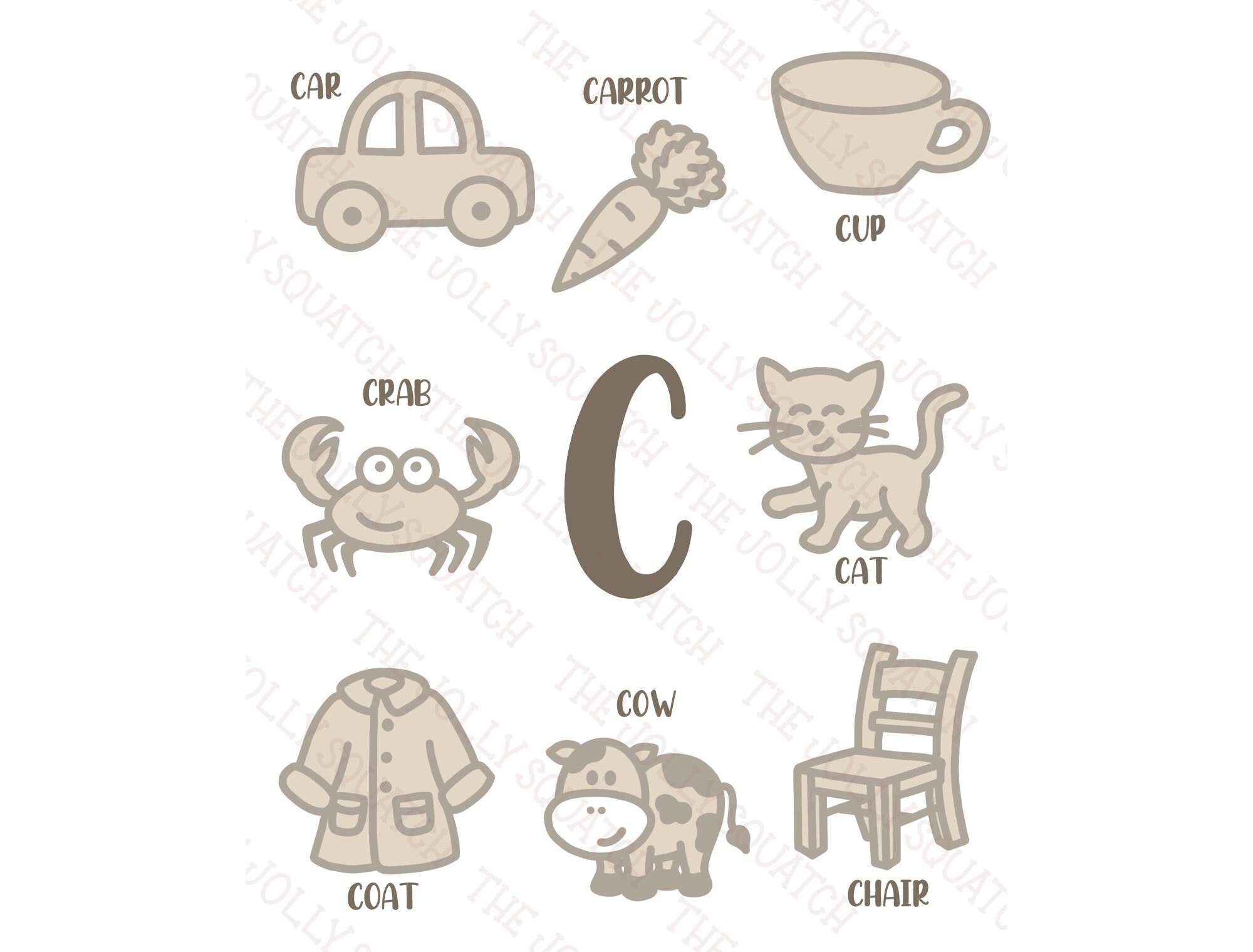 INSTANT DOWNLOAD Nursery Alphabet Letters and Pictures the Letter C - Etsy