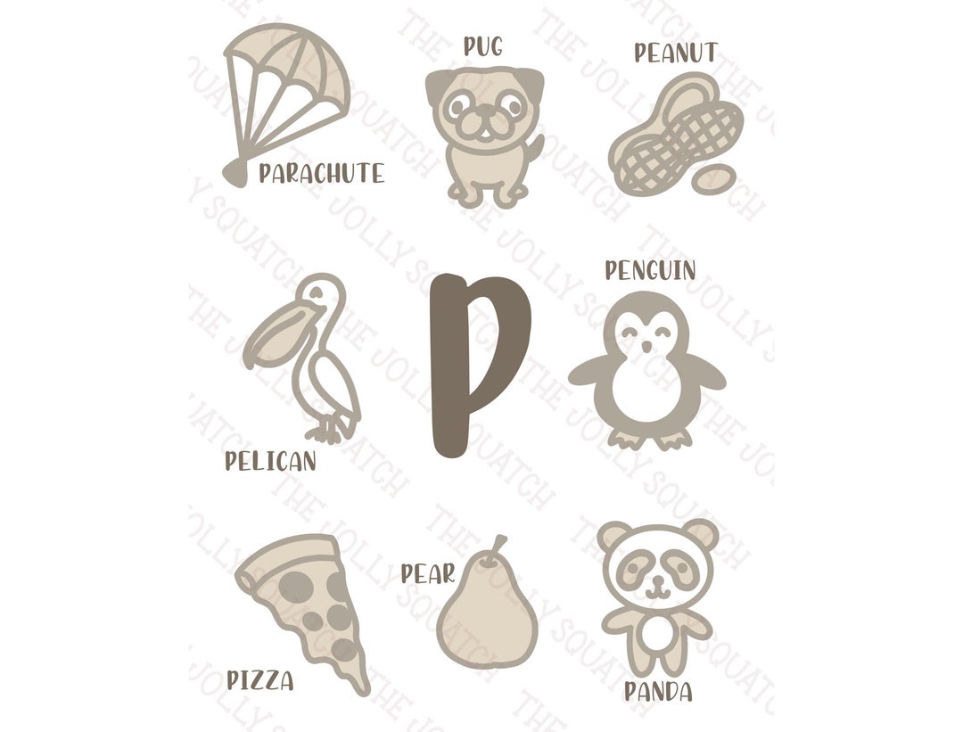 INSTANT DOWNLOAD Nursery Alphabet Letters and Pictures the Letter P - Etsy