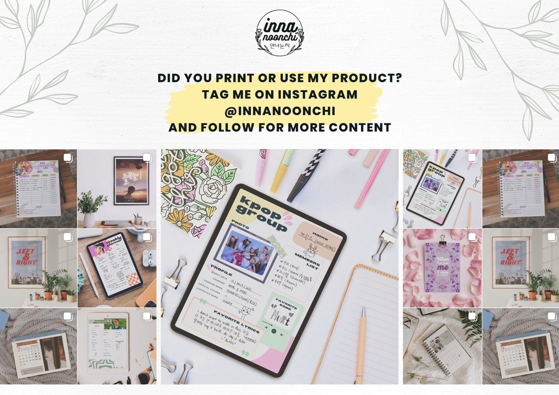 Kpop Journal Tracker Planner Bundle Set Aesthetic Digital/printable ...
