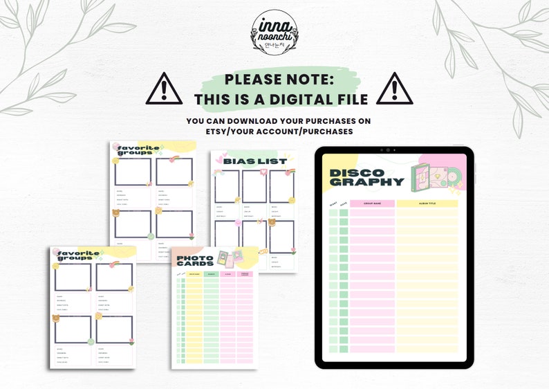 Kpop Journal Tracker Planner Bundle Set Aesthetic Digital/printable ...