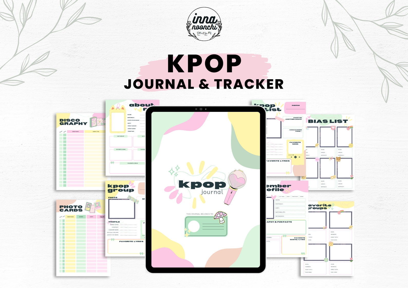Kpop Journal Tracker Planner Bundle Set Aesthetic Digital/printable ...