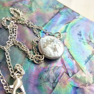 Engraved Pearl Initial Necklace, Bridal Shower Wedding Gift, Laser ...