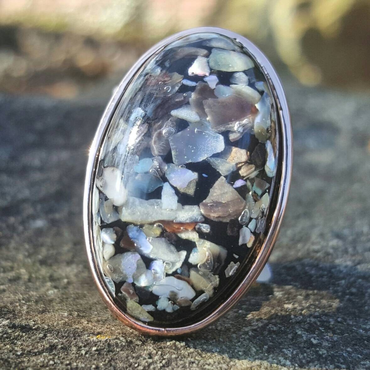 Size 7 Shell Statement Ring, Oyster With Pearl Ring, Boho Statement ...