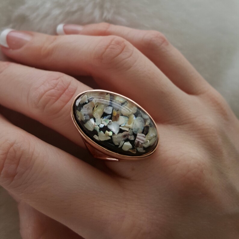 Shell Ring, Cocktail Shell Ring, Nautical Ring, Boho Ring, Rose Gold ...