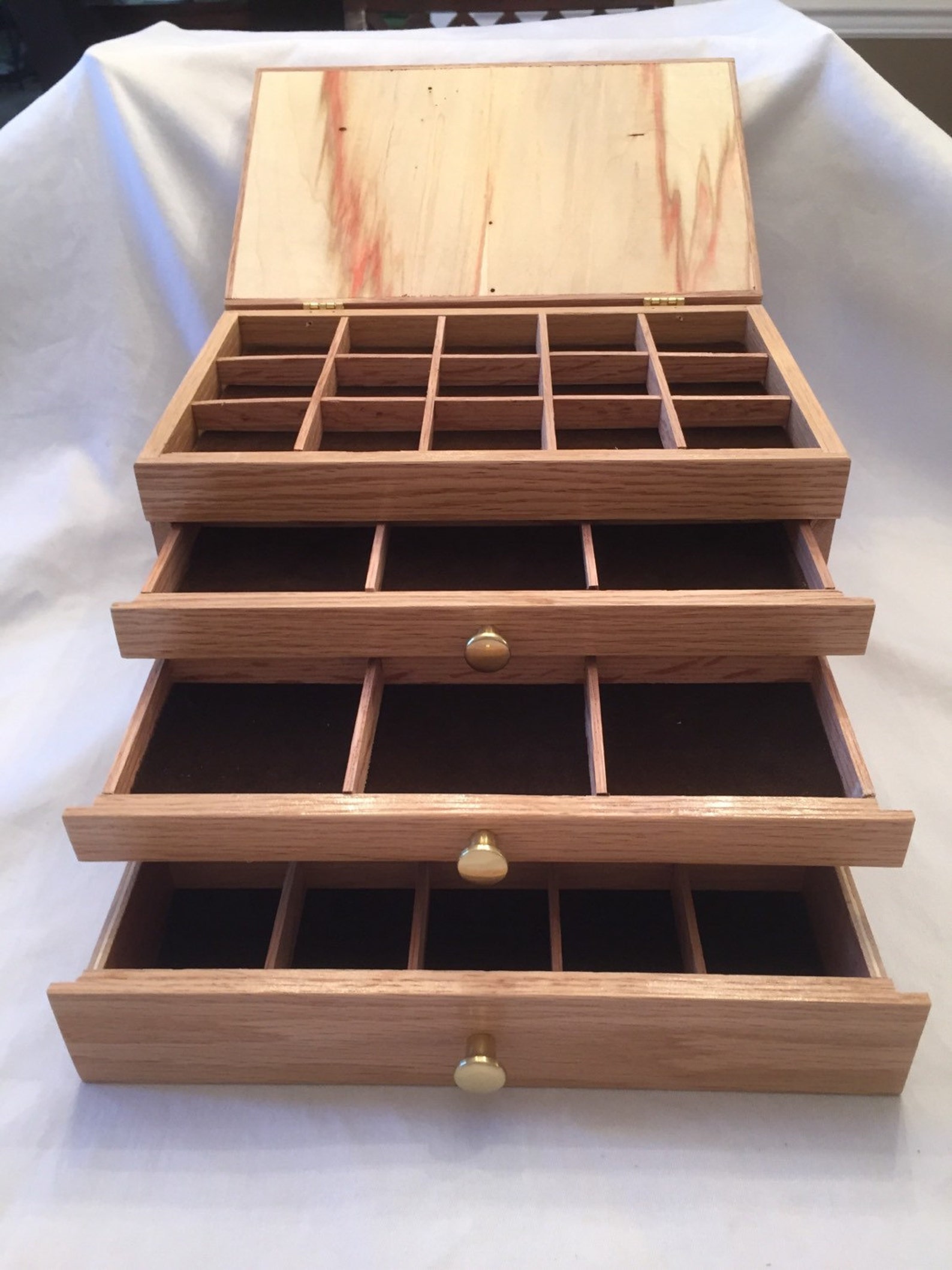 Jewelry Box. Red Oak and Flame Spalted Box Elder. - Etsy