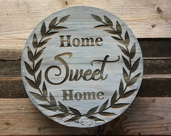 Home Sweet Home Sign Round Wood Sign Home Decor Wood - Etsy