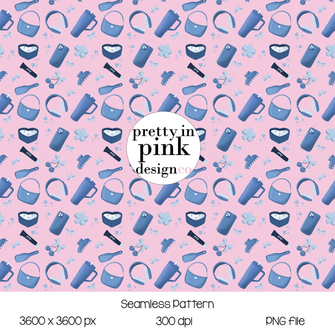 January Blue Girly Aesthetic Digital Paper | Seamless Pattern | Cozy ...