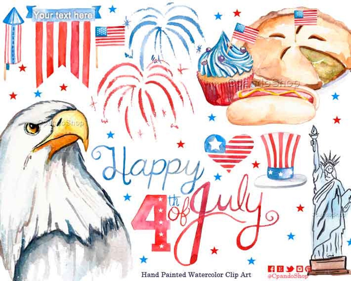 4th of July Clipart July 4th Clipart Fourth of July Digital - Etsy