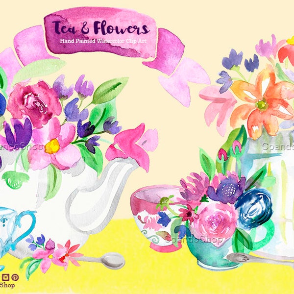 Rainbow Tea Cup Clipart - Etsy