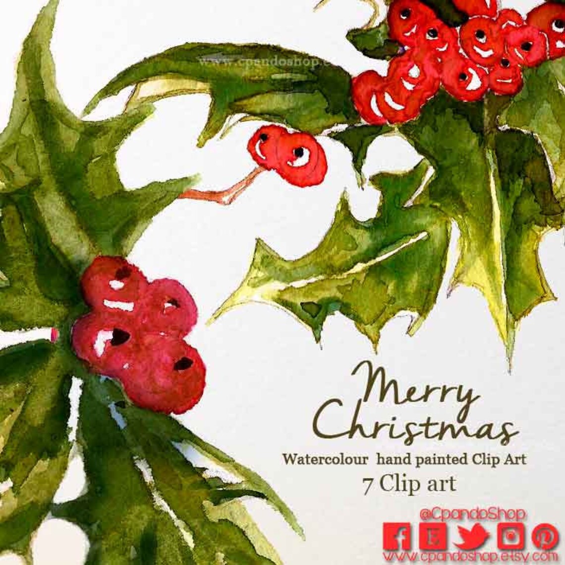 Watercolor Christmas Clipart Holiday Clipart Winter Clipart - Etsy