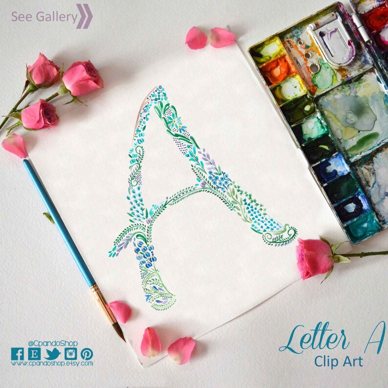 Calligraphy Alphabet Letter A Clip Art A Letter A Initial | Etsy