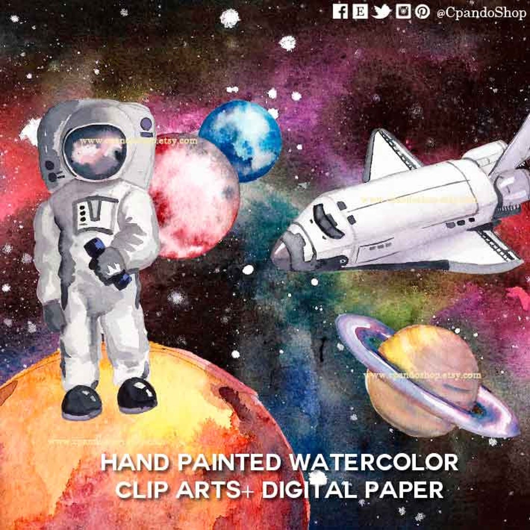 Outer Space Clipart Planet Watercolor Clip Art Solar System Images ...