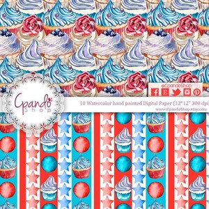 Cupcakes Digital Paper, Birthday Cupcakes Digital Paper, Cupcakes ...