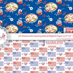 4th of July Digital Paper Pack, Patterns USA Independence Day ...