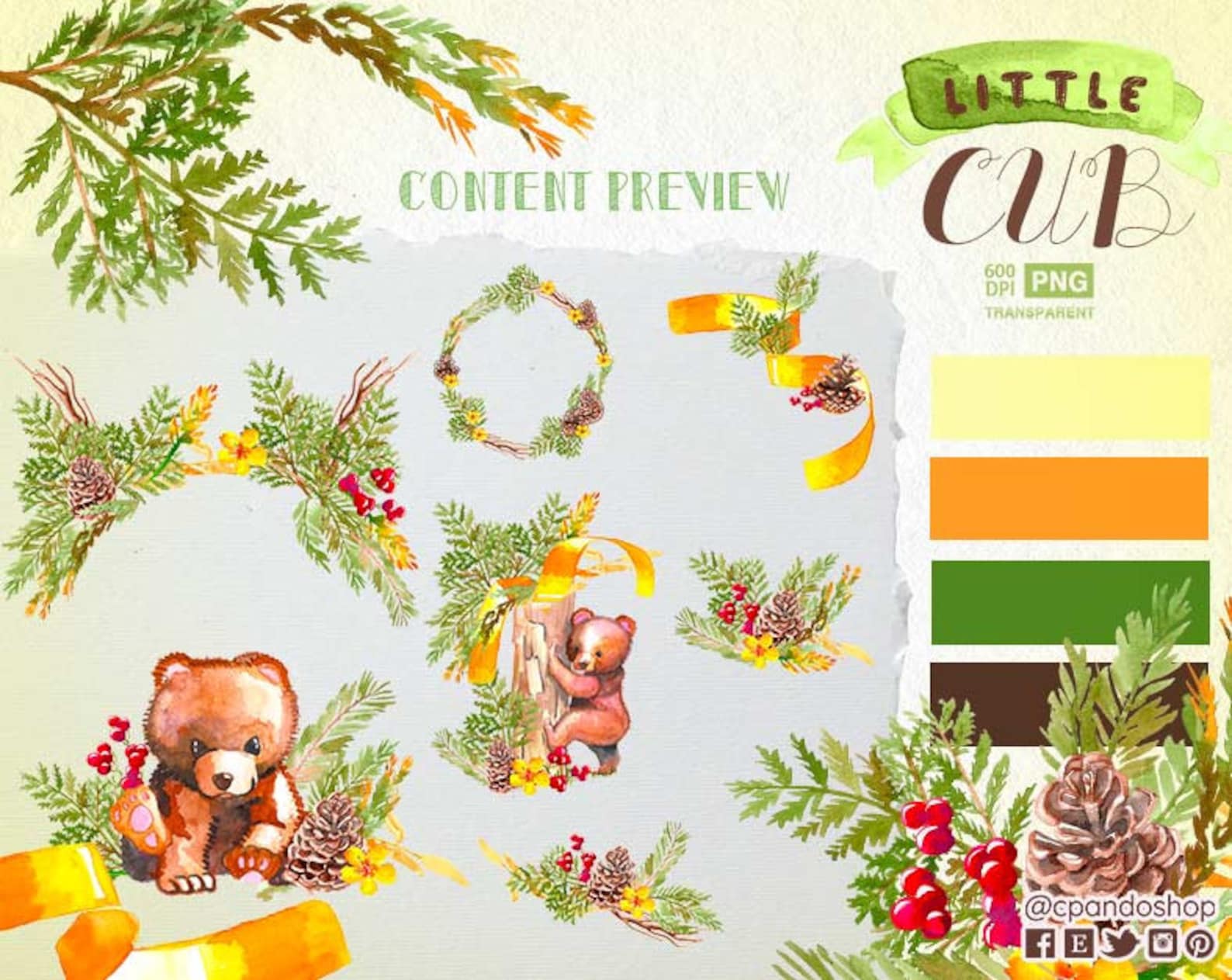 Little Cub Baby Shower Clip Art Cute Baby Clip Art Bundle - Etsy