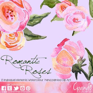 Watercolour Floral Clipart Roses, Watercolour Clip Art/rose/individual ...