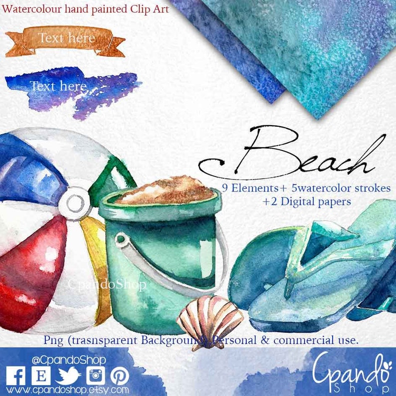 Beach Scrapbook Kit Beach Clip Art Beach Digital Paper - Etsy