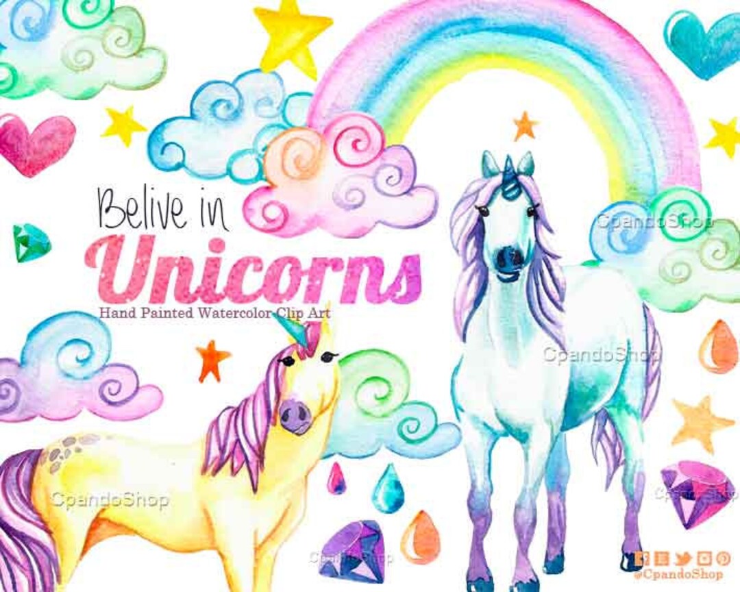 Unicorn Watercolor Clip Art, Unicorns Clilpart, Magic Clip Art ...