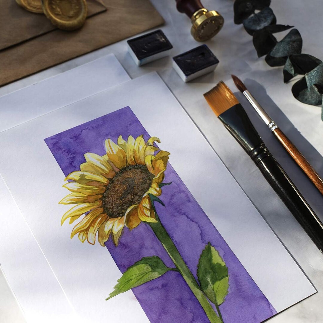 Sunflower With Purple Background Clipart - Digital Floral Design ...