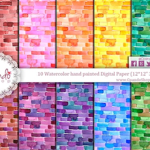 Watercolor Rectangle, Watercolor Bricks, Bricks Pattern, Rectangle ...