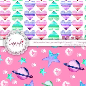 VALENTINES Digital Paper: Pink Mint Purple Valentines Printable Pattern ...