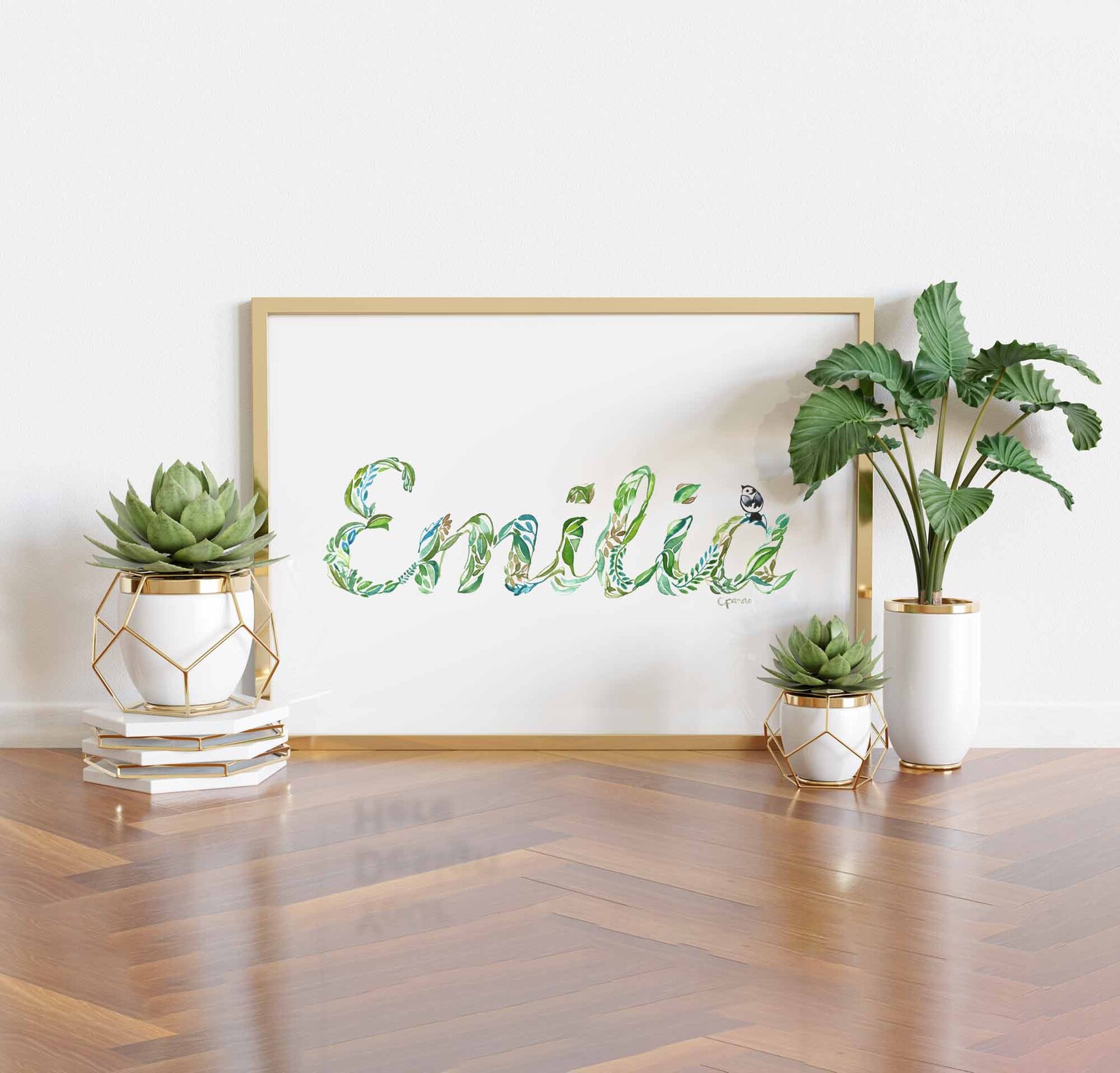 EMILIA Personalized Name Print | Custom Name Art E | Unique New Baby ...