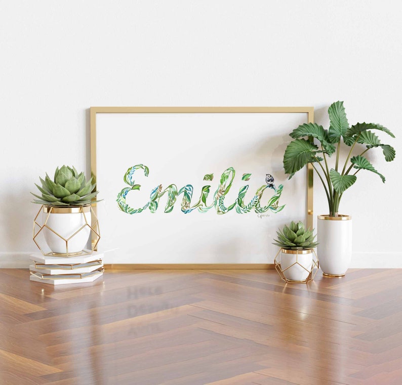 EMILIA Personalized Name Print | Custom Name Art E | Unique New Baby ...