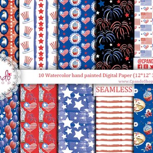4th of July Digital Paper Pack, Patterns USA Independence Day ...