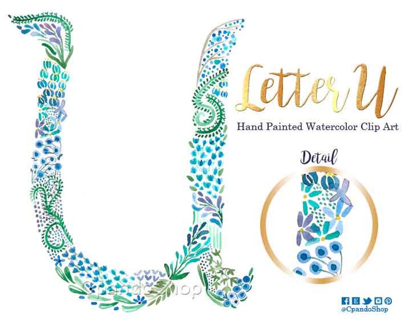 Calligraphy Alphabet Letter U Clip Art U Letter U Initial | Etsy