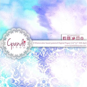 Damask Watercolor Digital Paper Watercolour Scrapbook Hand Painted Red ...