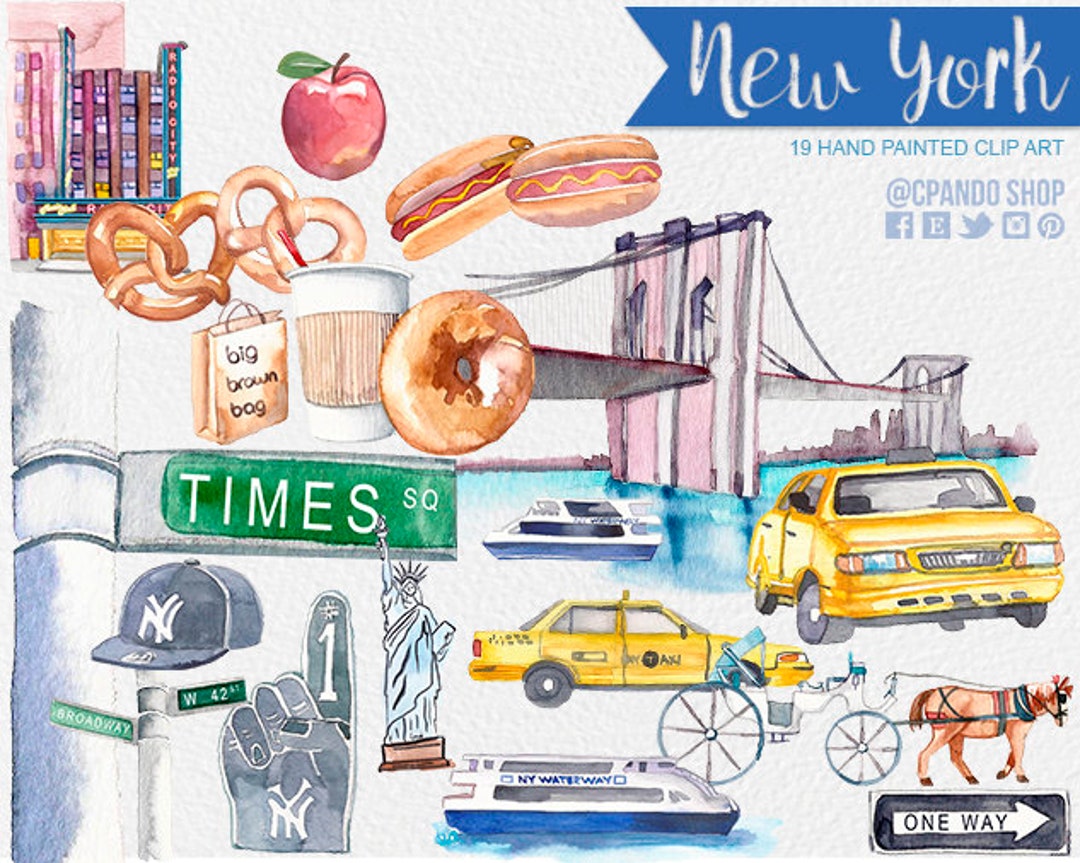 New York Clipart, New York Themed Clipart, 19 Pngs, Commercial Use, Big ...