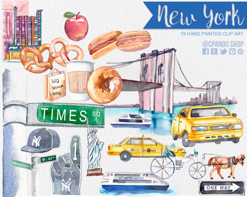 New York Clipart New York Themed Clipart 19 Pngs Commercial - Etsy