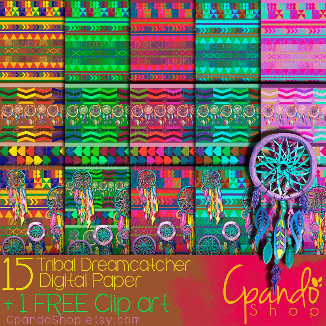 Tribal Dreamcatcher Digital Paper jpg 300dpi 1212 | Etsy