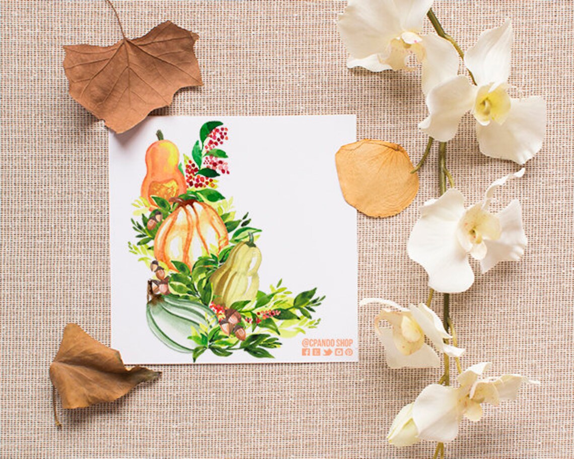 Pumpkin Season Watercolor Hand Painted Clip Art, Autumn Clip Art, Fall ...