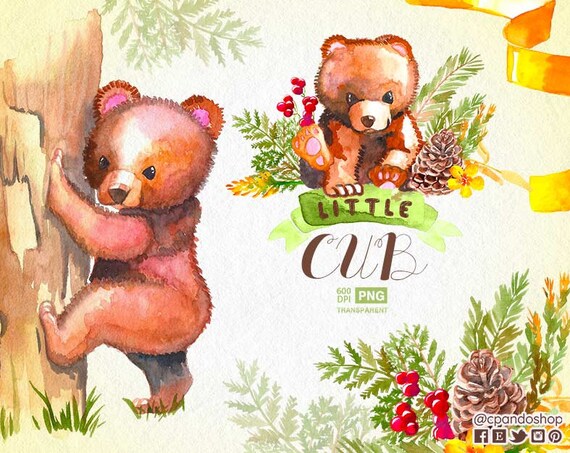 Little Cub Baby Shower Clip Art Cute Baby Clip Art Bundle | Etsy