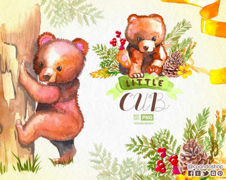 Little cub Baby Shower Clip Art Cute Baby Clip Art Bundle | Etsy