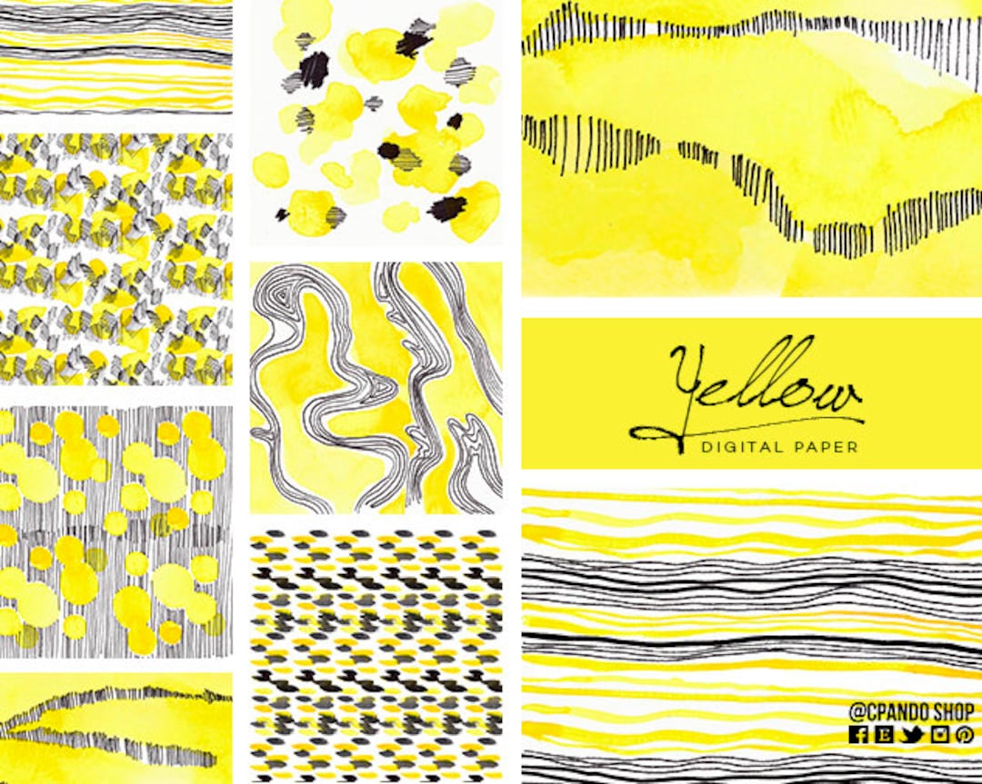 Yellow Watercolor Hand Painted Digital Paper 12x12in 300dpi, for ...