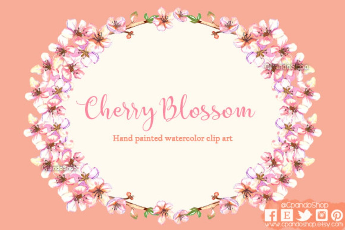 Cherry Blossom Clip Art Pink Cherry Blossoms Clipart Flowers - Etsy