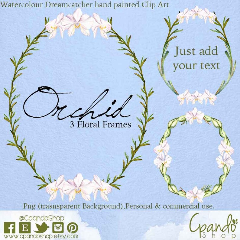 Floral Frame Watercolor Floral Frame Orchid Frame Orchid - Etsy