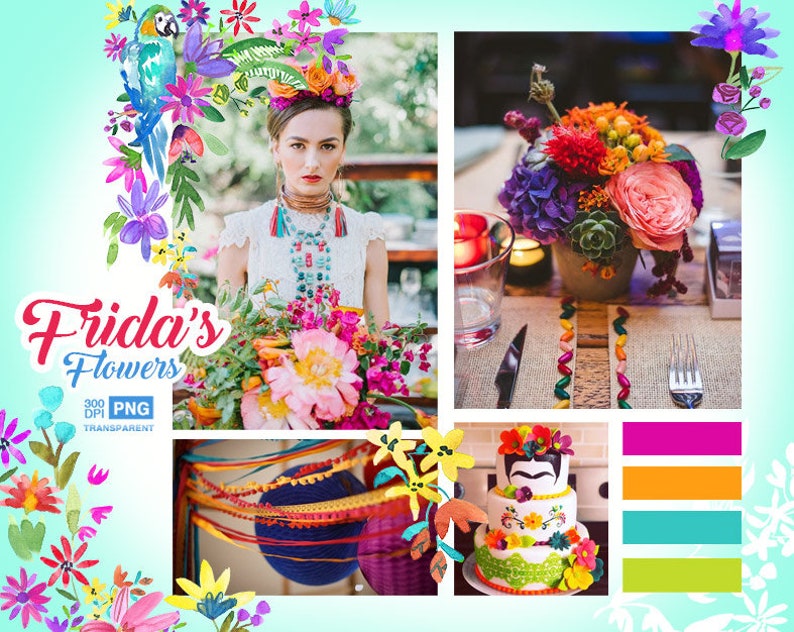 Flores de Frida Kahlo flores mexicanas para fiesta mexicana 5 - Etsy México