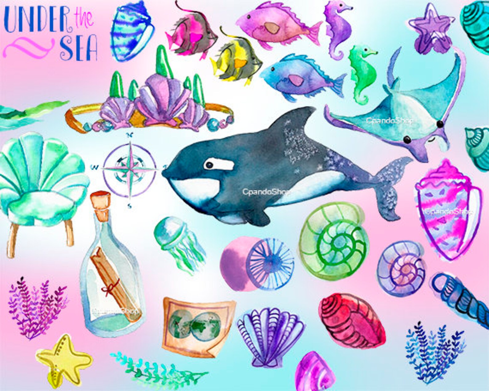 Watercolor Mermaid clipart Mermaids clip art Fantasy mermaid | Etsy