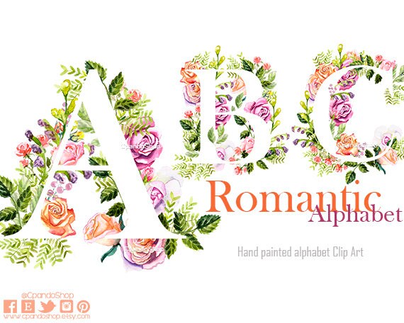 Floral Alphabet Clipart Letters Clipart Watercolor Flowers | Etsy