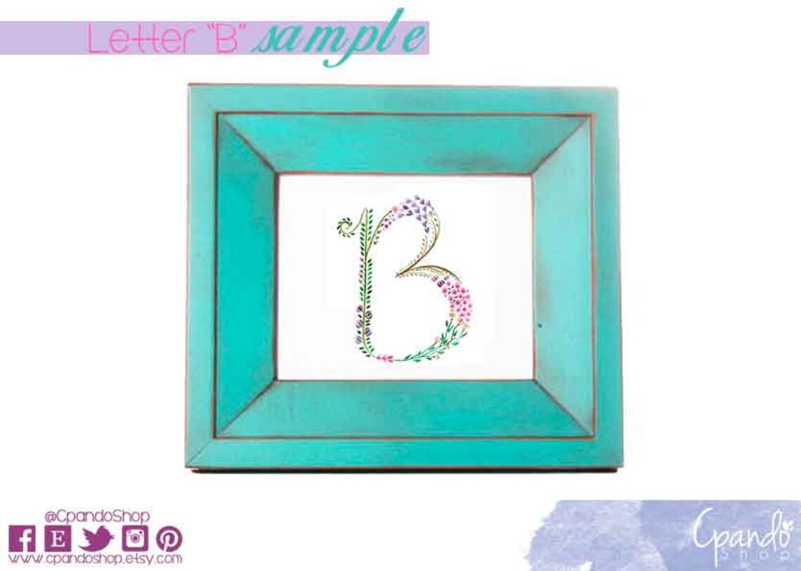 Letter B Watercolor Hand Painted Clip Art 1png Image | Etsy