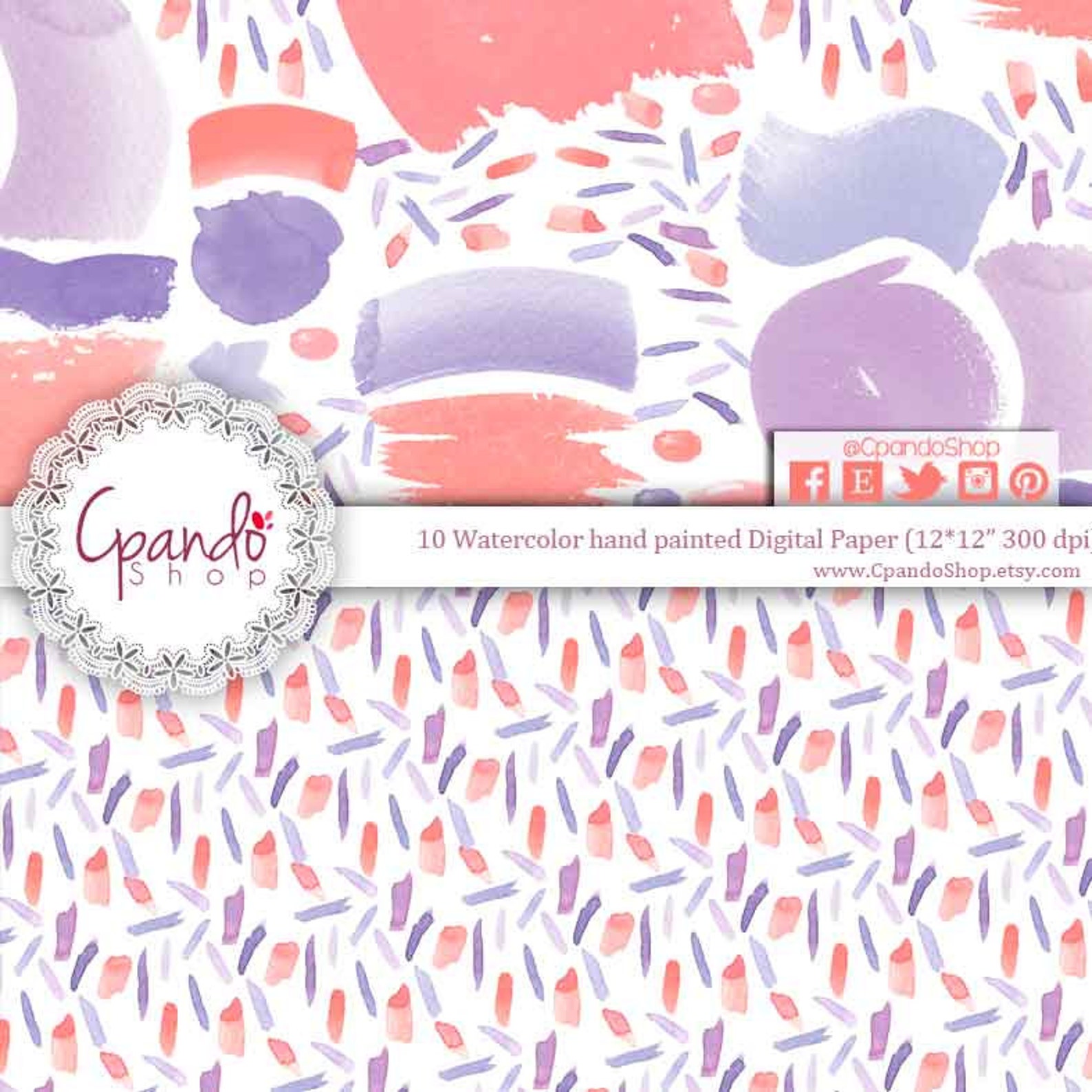 Watercolor Strokes Background Watercolour Geometric Digital | Etsy