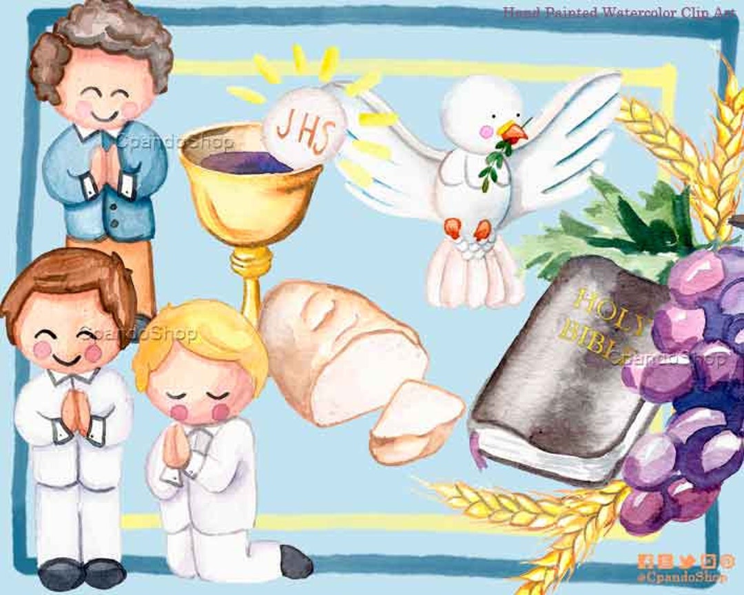 My First Communion Boy Clipart . Cute Communion Graphics, Bible, Rosary ...